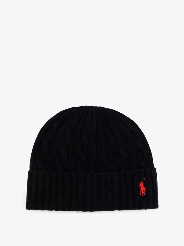 Ralph Lauren Wool Blend Cable Knit Beanie - Black