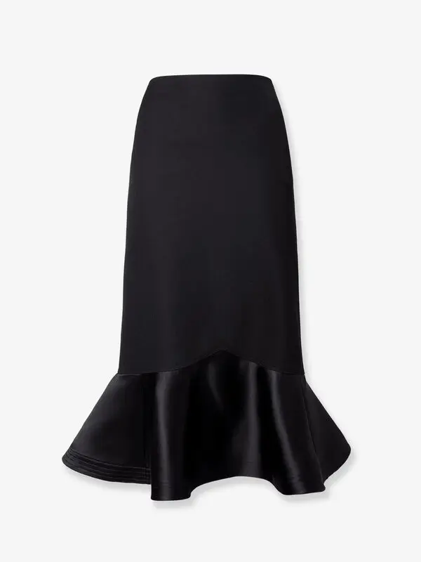 Fendi Grain De Poudre Wool Midi Skirt - Bllack