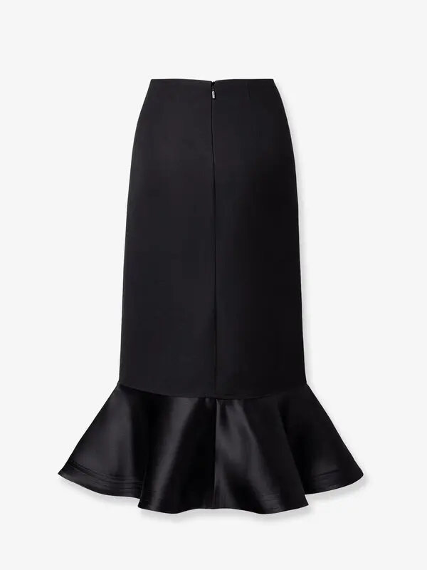 Fendi Grain De Poudre Wool Midi Skirt - Bllack