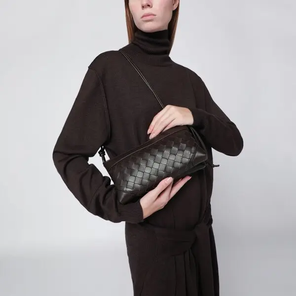 Bottega Veneta Double Patch Leather And Intrecciato Bag - Brown