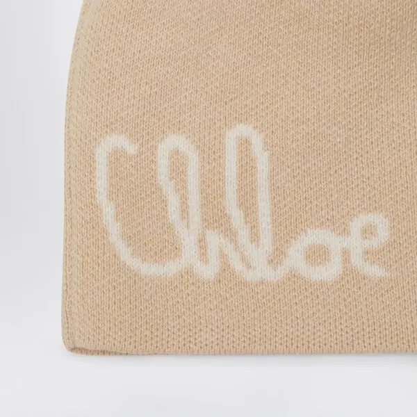 Chloé Pom-pom Beanie With Embroidered Logo