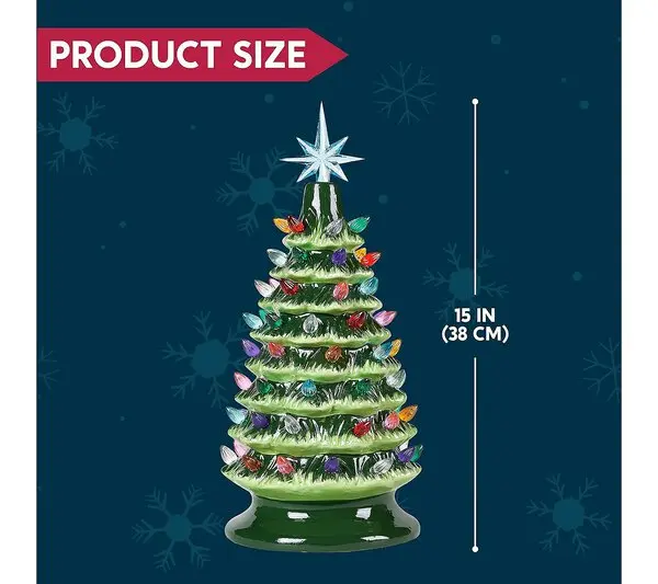 JOYFY 15' Ceramic Christmas Tree With Star Topp Er