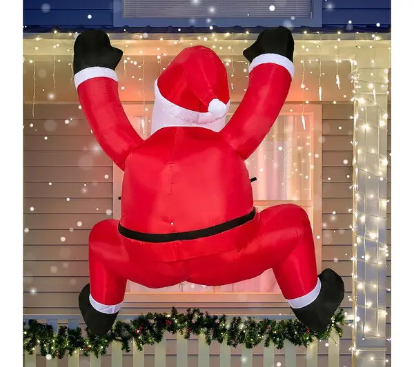 JOYFY 6ft Hanging Christmas Inflatable Climbing Santa