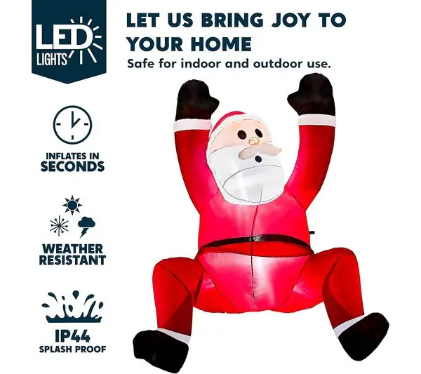 JOYFY 6ft Hanging Christmas Inflatable Climbing Santa