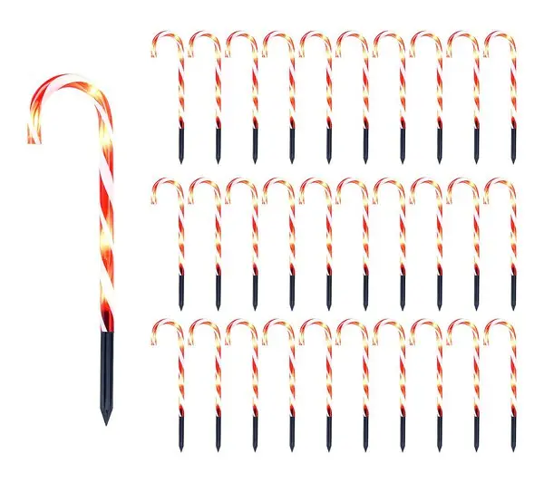 JOYFY 12pc Christmas Candy Cane Pathway Markers Lights 12