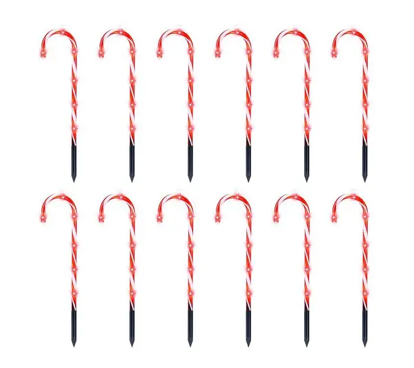 JOYFY 17' Christmas Candy Cane Pathway Markers Lights 12-pack