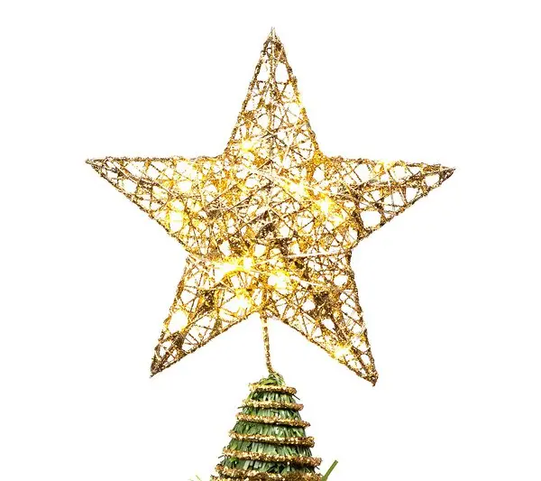 JOYFY 8' Christmas Gold Glitter Star Tree Toppe Rs - One-color
