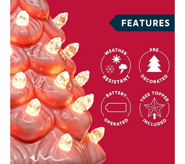 JOYFY 7' Pink Ceramic Christmas Tree With Extra Clear Top Star