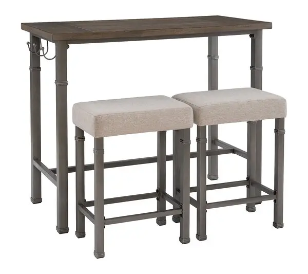 LINON Home Austin 3-piece Pewter Pub Set