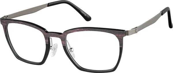Zenni Square Titanium Full Rim Frame Glasses - Wood Grain