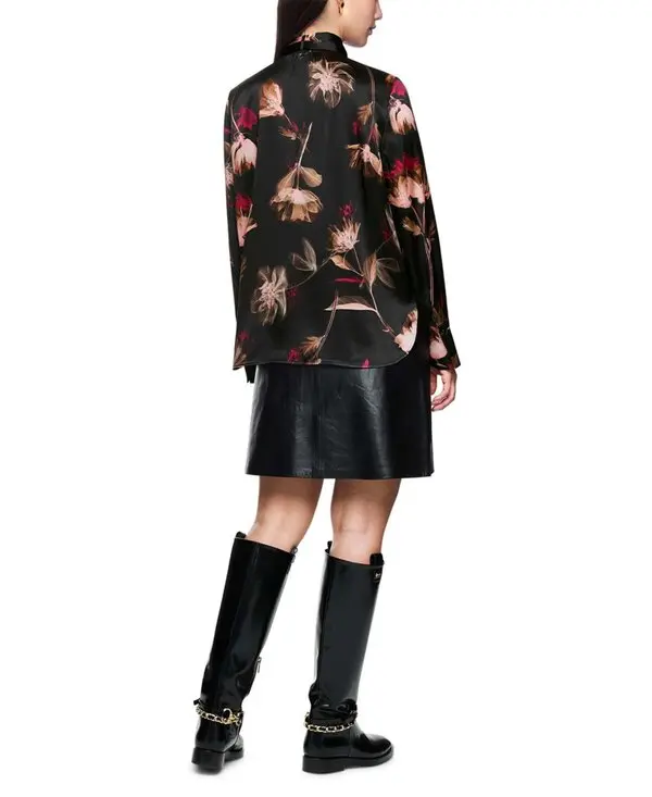 MARC CAIN Floral Print Turtleneck Blouse
