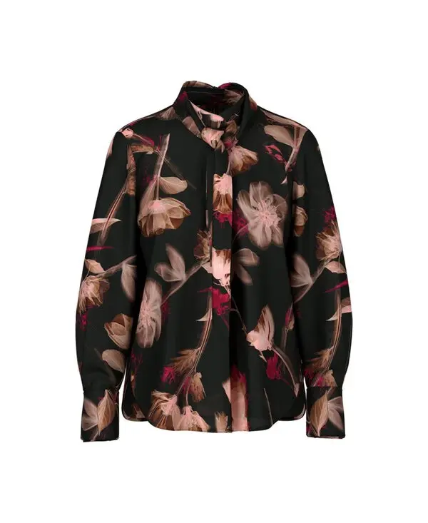 MARC CAIN Floral Print Turtleneck Blouse