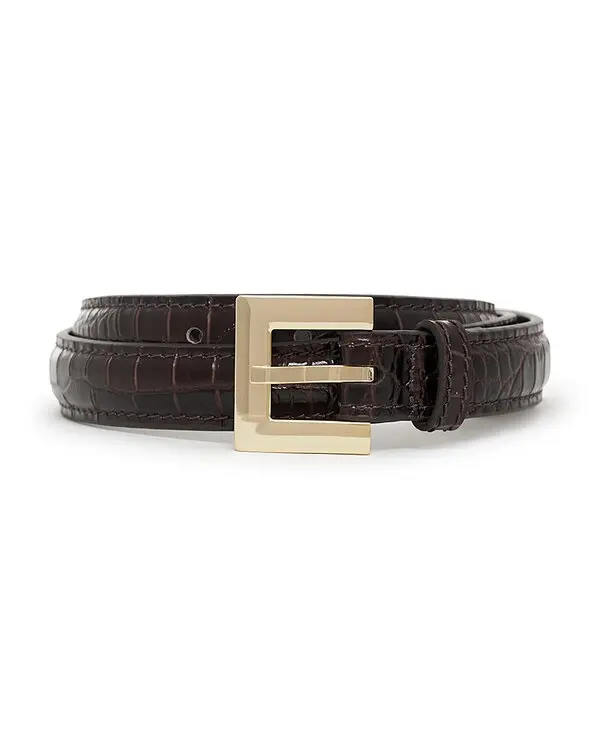 ANINE BING Nicola Embossed Leather Belt - Dark Brown