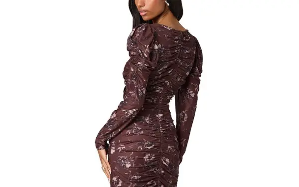 knee length dresses for ladies Pleated Chiffon Floral Midi Dress main image 0