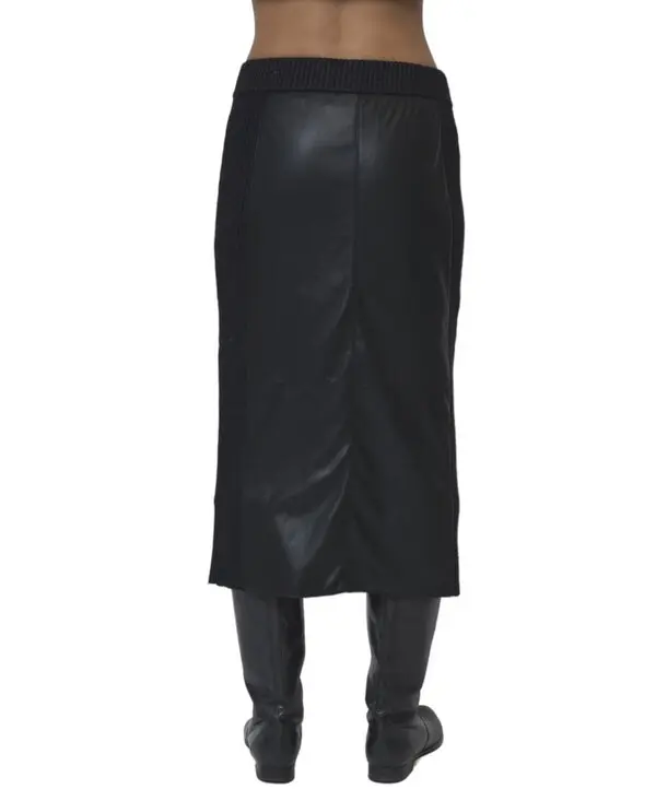 Central Park West Leather Combo Skirt