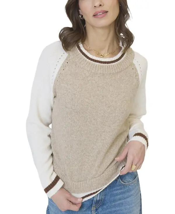 Central Park West Olivia Baseball Sweater - Oat