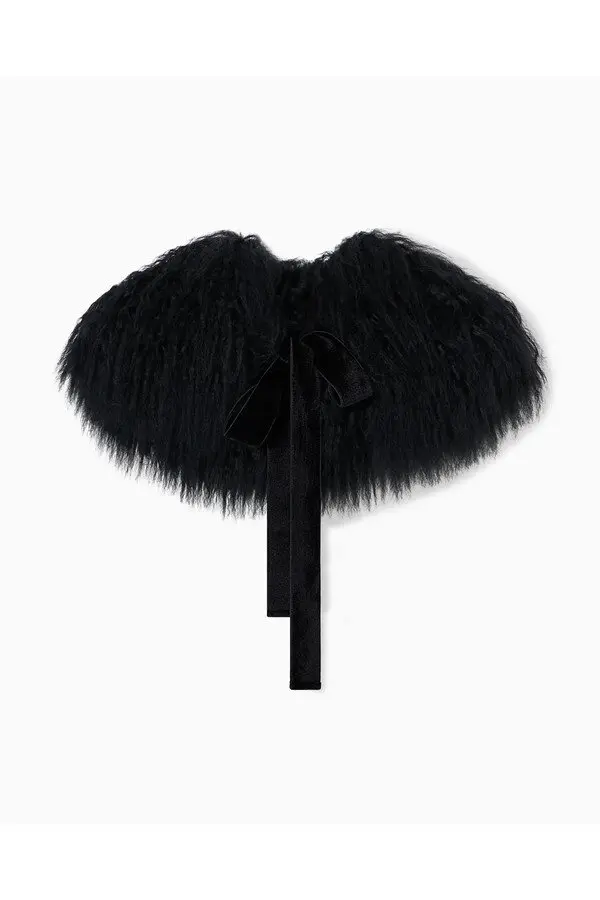 Emporio Armani Curly Mongolian Lamb Fur Collar - Black