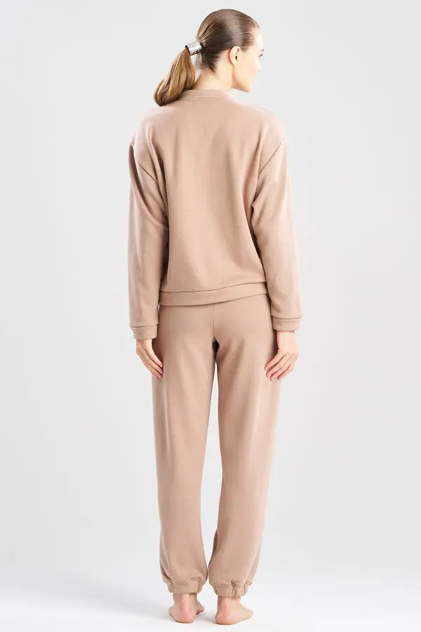 Natori Brushed Knit Quarter-zip Pullover Top - Neutral