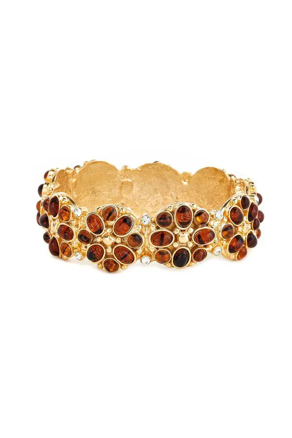 KENNETH JAY LANE Tortoise Stone -tone Bracelet - Gold