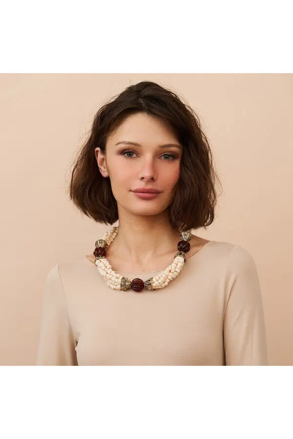 KENNETH JAY LANE Ivory Chips Statement Necklace