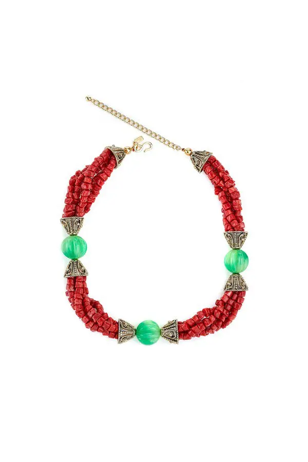 KENNETH JAY LANE Chips Statement Necklace - Red