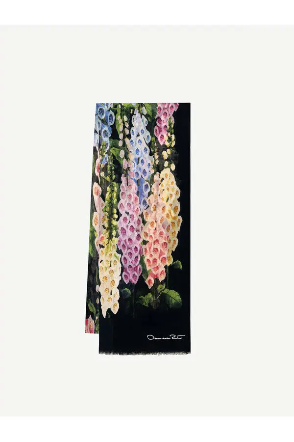 Oscar De La Renta Foxglove Cashmere-blend Scarf - Multicolor