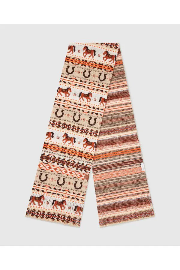 Stella McCartney Fair Isle Wool Scarf - Natural
