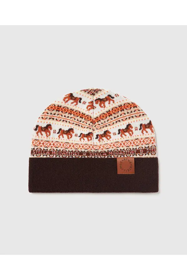 Stella McCartney Fair Isle Wool Beanie - Natural
