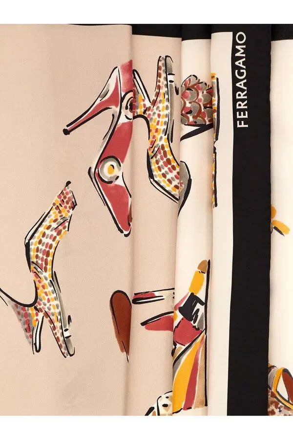 FERRAGAMO Genio Print Silk Scarf