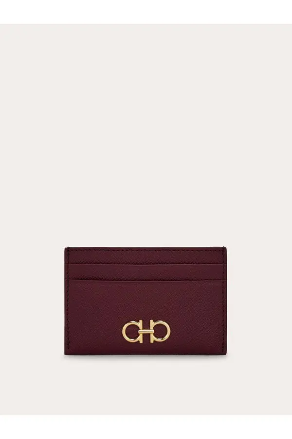 FERRAGAMO Gancini Credit Card Holder - Red