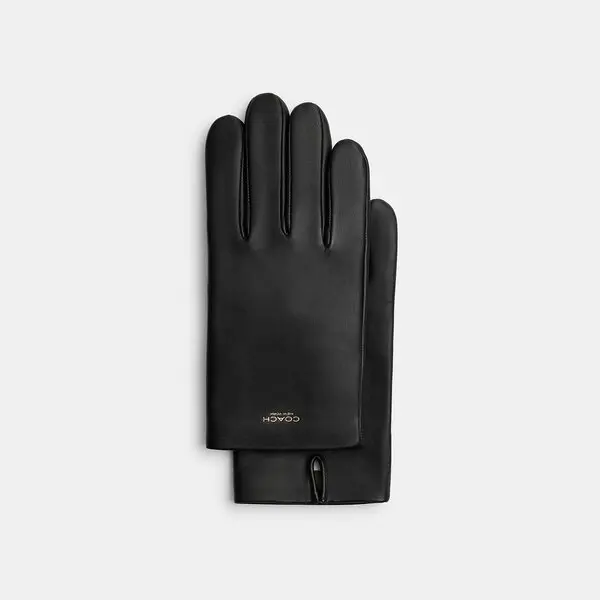 COACH Leather Tech Gloves - Black