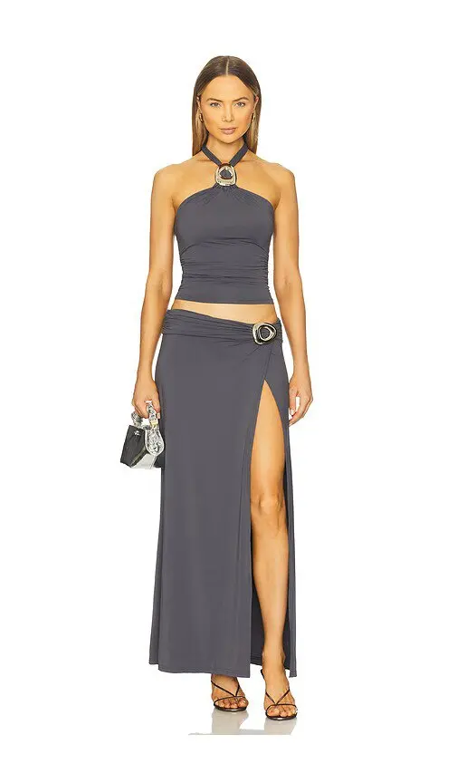 RUNAWAY THE LABEL Halterneck Top - Slate