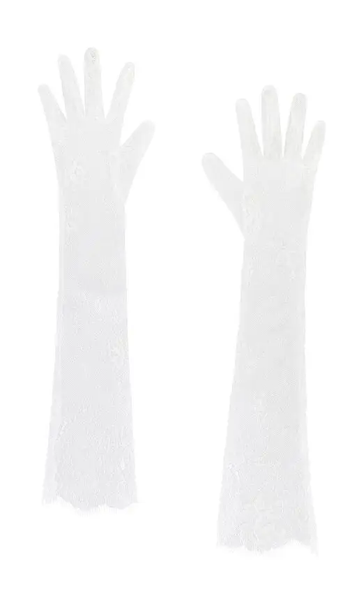 PETIT MOMENTS Lace Opera Gloves - White