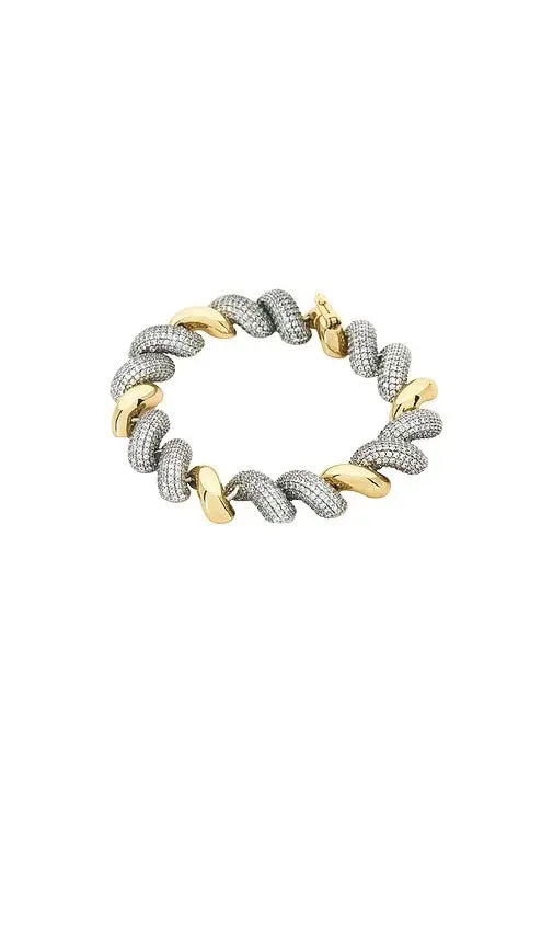 Eddie Borgo Small Two Tone Pavé Torsade Bracelet - Gold & Silver