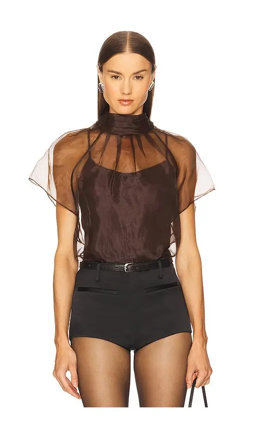 Simkhai Feyre High Neck Top With Back Tie Closure