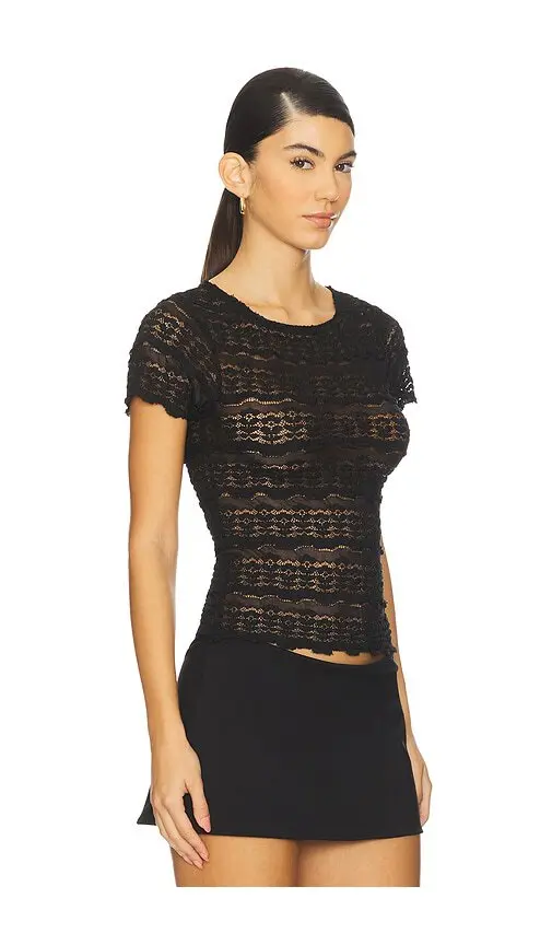 Free People Angelina Lace Tee - Black