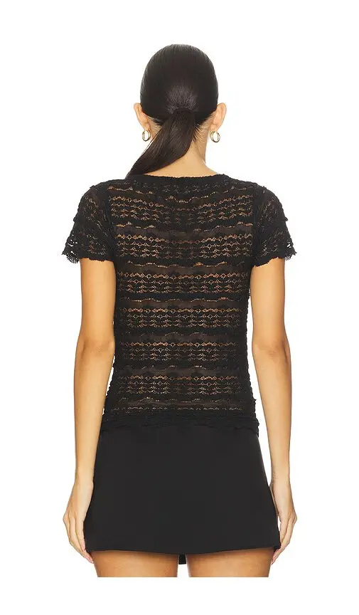 Free People Angelina Lace Tee - Black