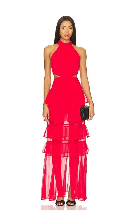 knee length dresses for ladies Hire Elliatt Tilly Tiered Maxi Dress Pink main image 0