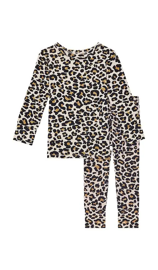 POSH PEANUT Classic Pajama Set In Multi - Lana Leopard Tan