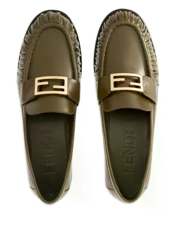 Fendi Ff Baguette Buckle Ruched Loafers