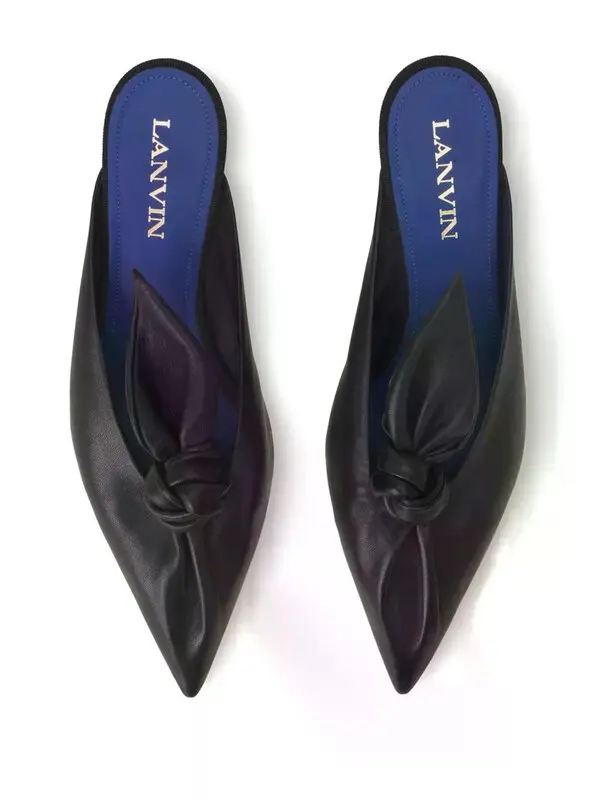 LANVIN Knotted Pointed-toe Mules - Black