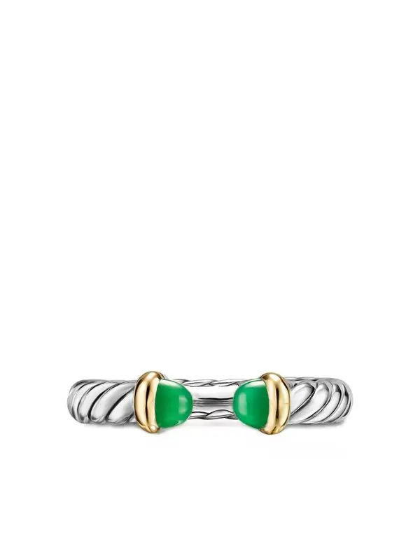 David Yurman Petite Cable Onyx Ring - Silver