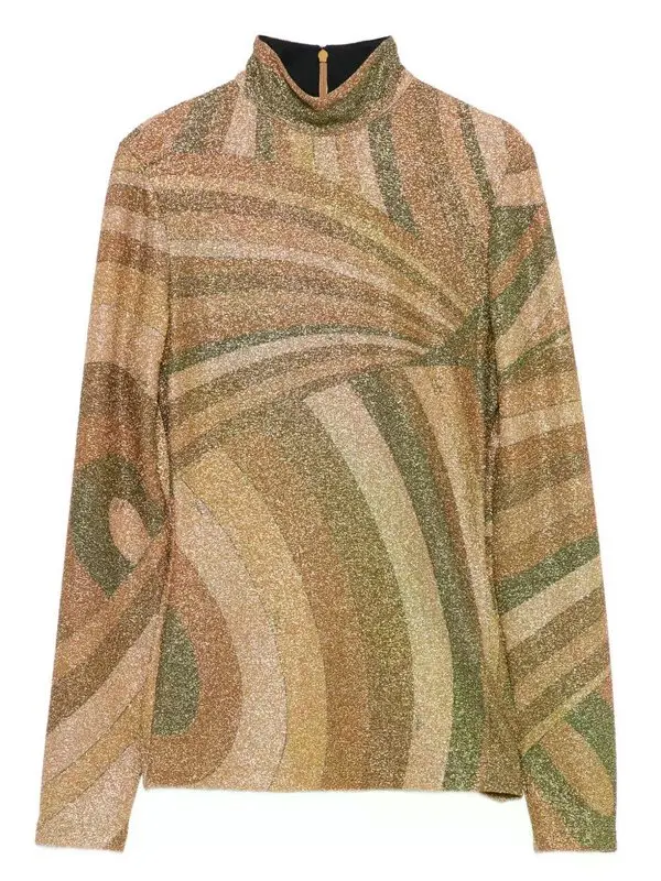 Emilio Pucci Iride-print Lamé Jersey Top