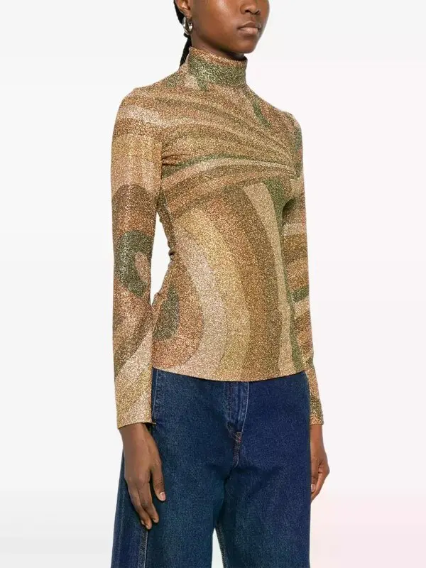 Emilio Pucci Iride-print Lamé Jersey Top