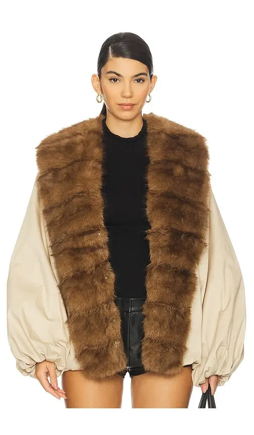 ROTATE BY BIRGER CHRISTENSEN Donatella Faux Fur Trim Short Jacket - Cement