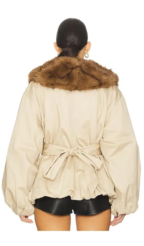 ROTATE BY BIRGER CHRISTENSEN Donatella Faux Fur Trim Short Jacket - Cement
