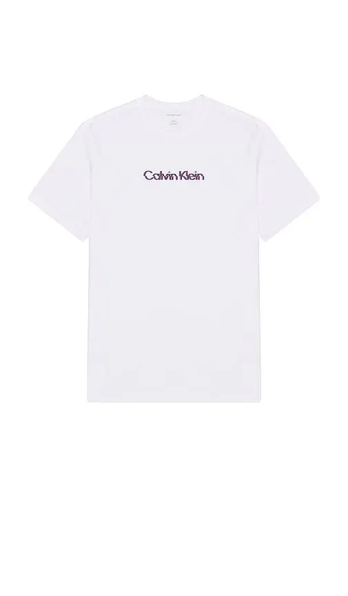 Calvin Klein Glitched Logo Tee In White