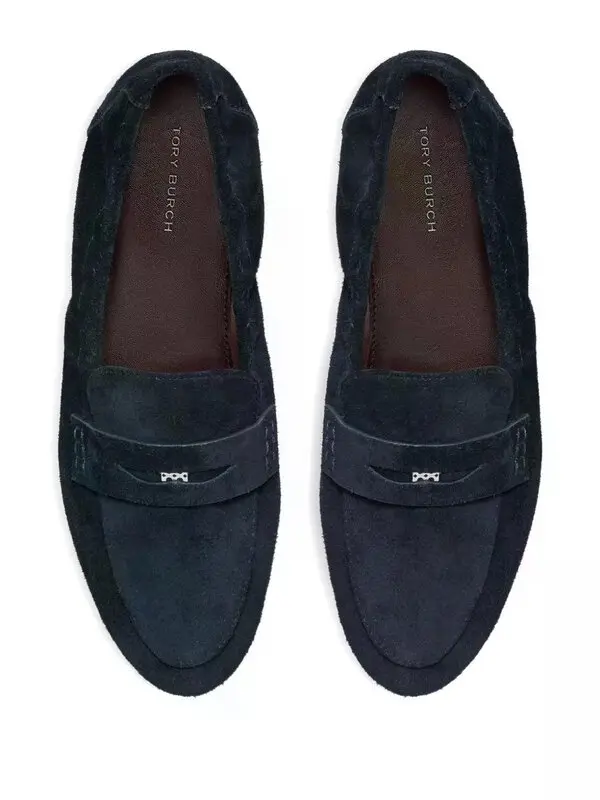 Tory Burch Suede Penny Strap Loafers