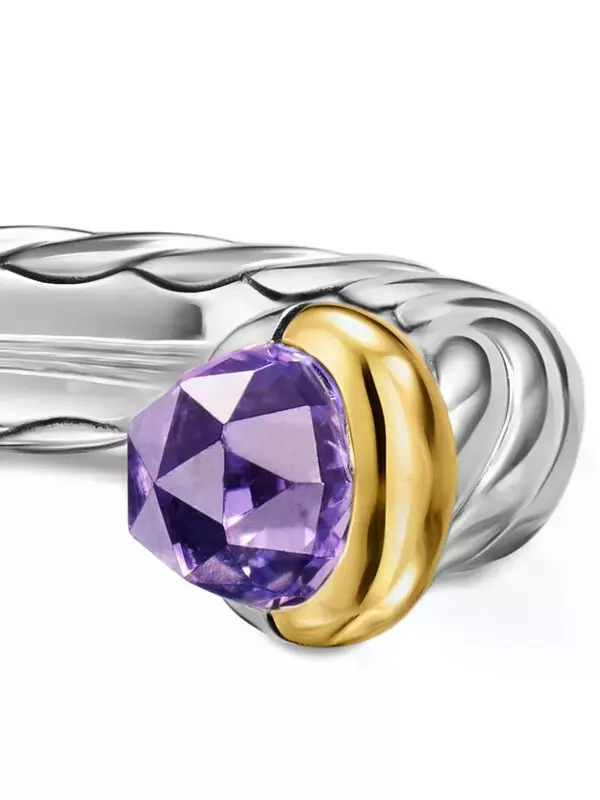 David Yurman Sterling And 14k Yellow Gold Amethyst Ring