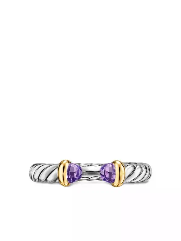 David Yurman Sterling And 14k Yellow Gold Amethyst Ring
